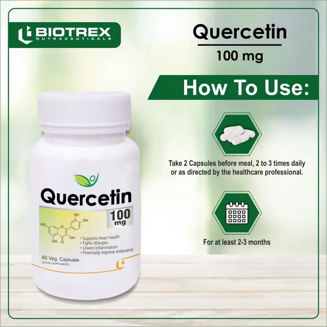 BIOTREX NUTRACEUTICALS QUERCETIN 100mg- 60 Veg Capsules, nutrition £32. ...
