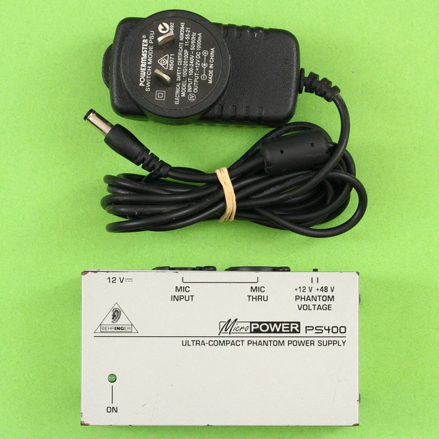 BEHRINGER MICROPOWER PS400 Ultra-Compact Phantom Power Supply +12v +48V ...