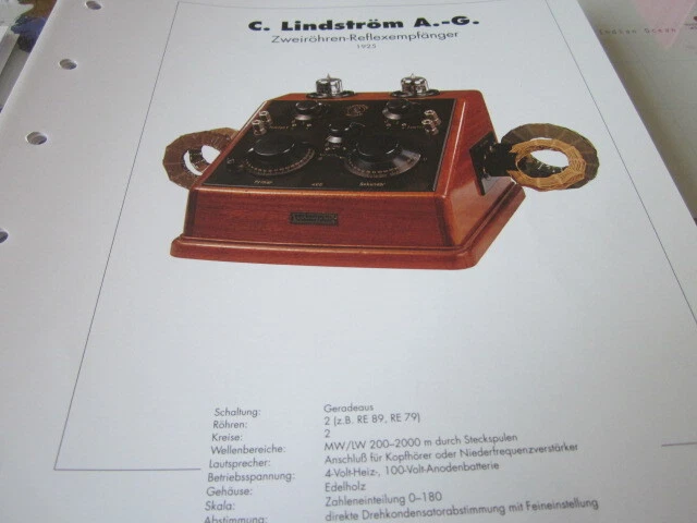 RADIO ARCHIV SCHALTPLAN 2006 C Lindström AG Zweiröhren Reflexempfänger ...