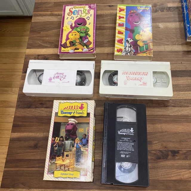3 VINTAGE BARNEY vhs lot alphabet Soup/Safety/Songs Vintage 1992 EUR 15 ...