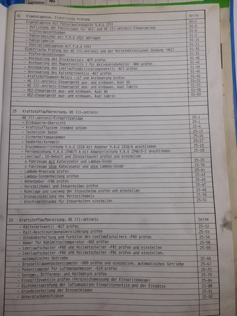 REPARATURLEITFADEN AUDI 80 B4 2,3l Motor NG KE III Jetronic/ Zündanlage * EUR 43,99 - PicClick DE