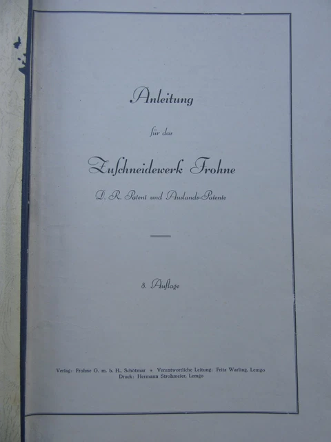 MUSTER KATALOG FROHNE Mode Album mit Schnittmustern 1935 Schneider 8 ...