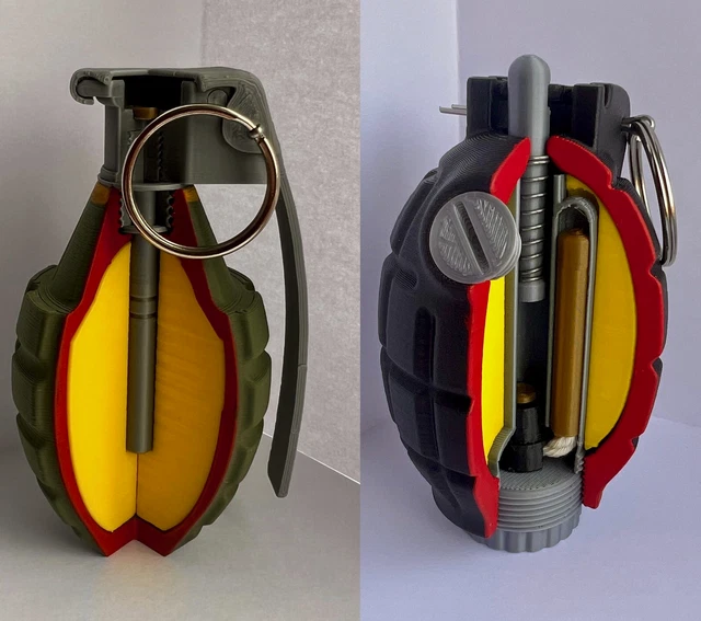 **PLASTIC REPLICAS* CUTAWAY British Mills Bomb & US Mk2 Grenade w ...