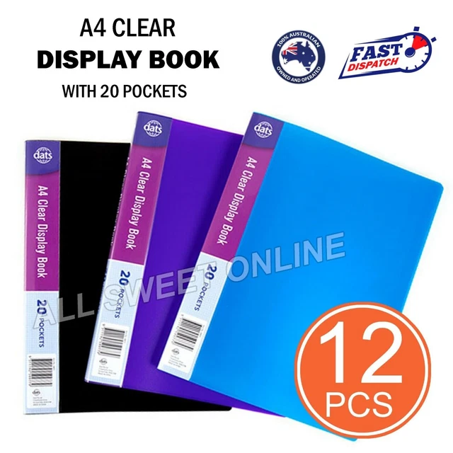 12PCS A4 CLEAR Display Book Folder 20 Pockets Art Diary Portrait Clear ...