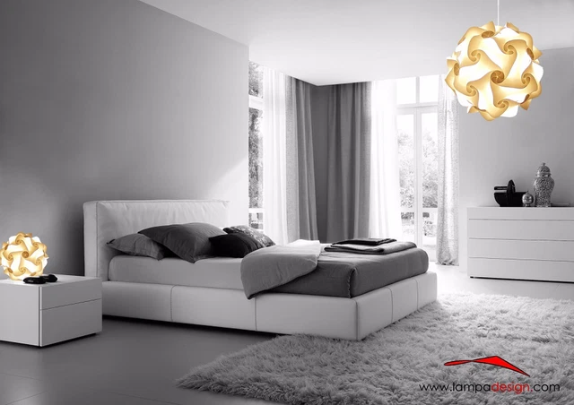 SET LUCI CAMERA da letto Lampadario Design vintage 35 cm e 2 abat jour ...