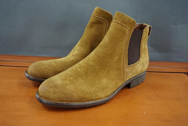 BORN BOOTS MENS 9.5 US Brown Suede Chelsea Ankle Booties Comfort Slip ...