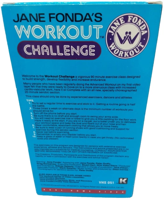 JANE FONDAS WORKOUT Challenge VHS 90 Minute Exercise Class Video ...
