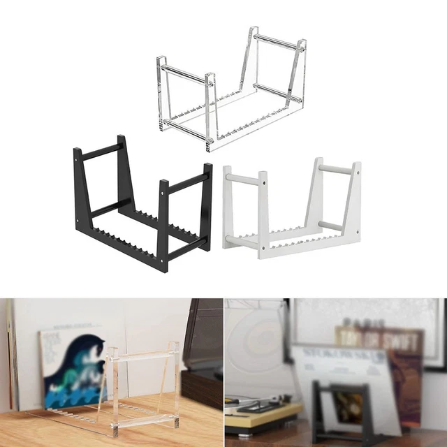 WHITE BLACK CLEAR Acrylic Record Holder for Albums and CDs 13.7x7.5x6 ...