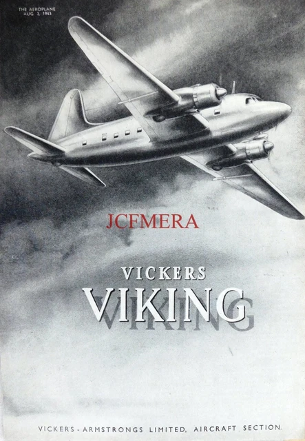 WW2 VICKERS VIKING Passenger Transport Aircraft ADVERT 1945 Vintage ...