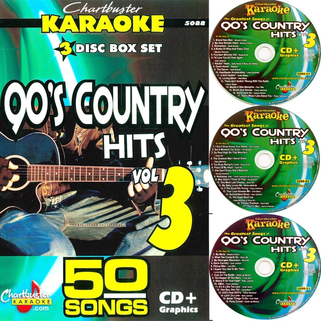 90'S COUNTRY VOL-3 Chartbuster 5088 Karaoke CD+G 3 DISC BOX SET NEW w ...