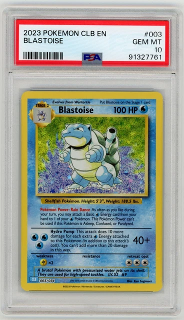CARTE POKÉMON : Blastoise 003/034 - Psa 10 - Trading Card Game Classic ...