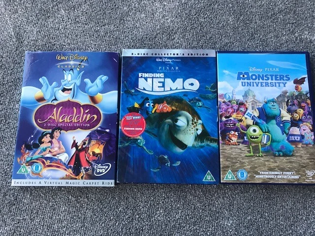 DISNEY DVD'S BUNDLE - FINDING NEMO, ALADDIN, MONSTERS UNIVERSITY £4.95 ...