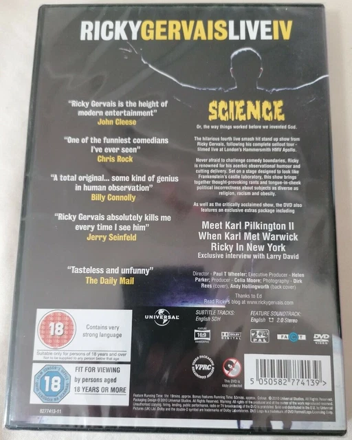 DVD - *NEW & Sealed* Ricky Gervais Live Science DVD Region 2 UK PAL £3. ...