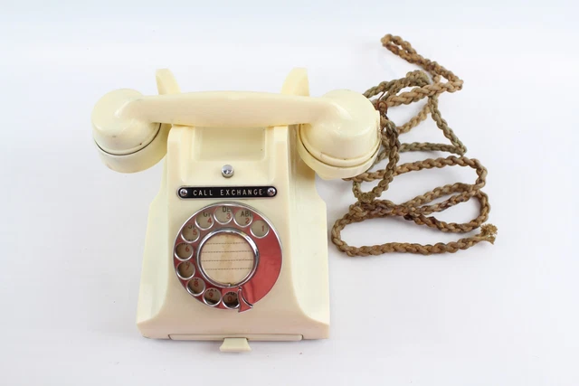 VINTAGE BAKELITE CREAM Rotary Telephone w/ Braided Cable SOLD AS ...