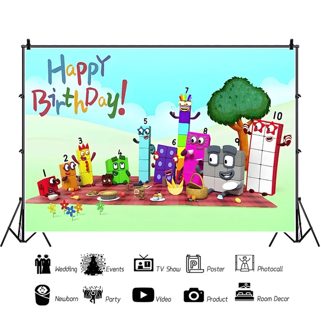 NUMBERBLOCKS BACKDROP HAPPY Birthday Party Photo Studio Background ...