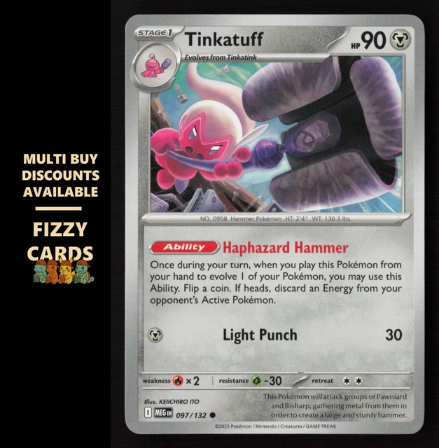 TINKATUFF 097/132 COMMON ME01: Mega Evolution NM £1.45 - PicClick UK