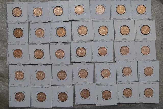 🧭 🇩🇰 DENMARK 50 Ore 2000'S Collection Unc + Bu From Folder B77 #29 $57. ...