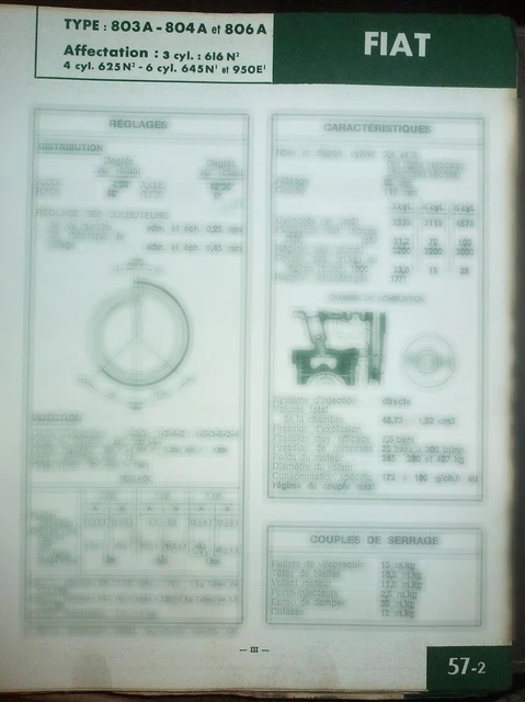 803A-804A-806A - FICHE Technique Fiat EUR 2,00 - PicClick FR