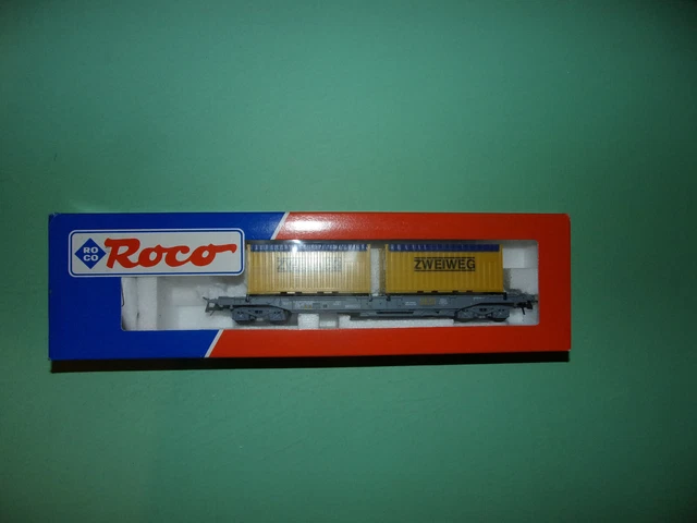 ROCO WAGON KANGOUROU + 2 conteneurs SWEIWEG 47952 (n°1bis) EUR 40,00 ...