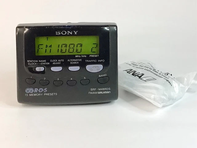 SONY WALKMAN SRF-M48RDS Radio Fm/Am Rds 15 Memory Presets Vintage ...