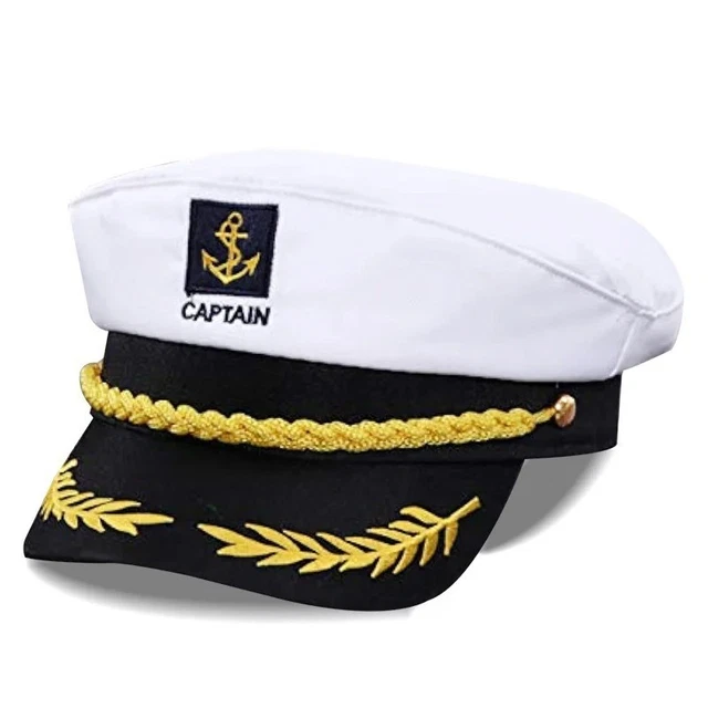 NAVY CAPTAIN HAT Skipper Yacht Hat Sailor Costume Cosplay Fancy Dress £ ...