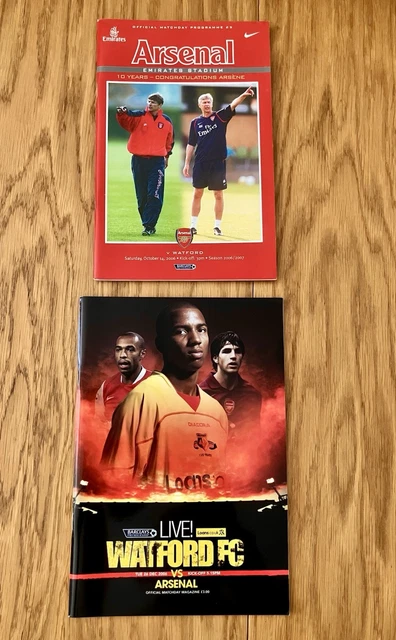 ARSENAL V WATFORD Programmes Home and Away 2006-7 Season £5.33 ...