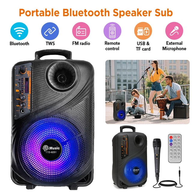 PARTY BLUETOOTH SPEAKER 8" Portable Wireless Heavy Bass Stereo Sound ...