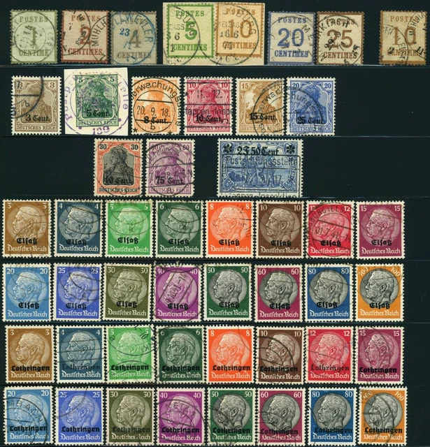 FRANCE GERMAN OCCUPATION Alsace Lorraine Postage Stamp Collection Used ...