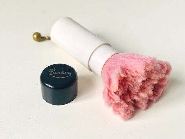 ART DEOO 1930'S Patented Celluloid Lamkin Lambs wool Powder Brush/Puff ...