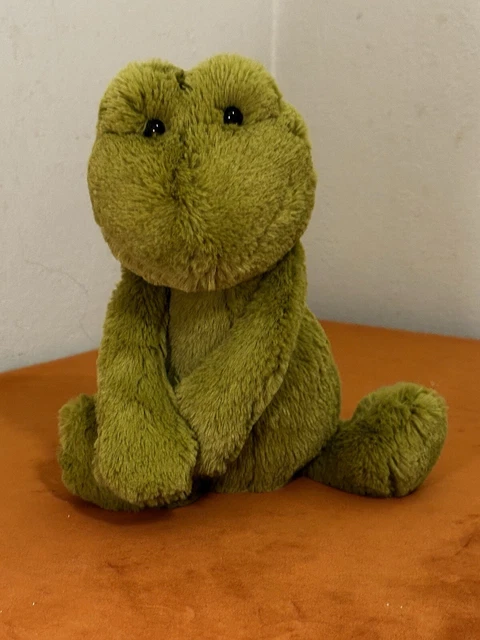 JELLYCAT MEDIUM BASHFUL Frog Small Eyes Rare Retired Green Frog Soft ...