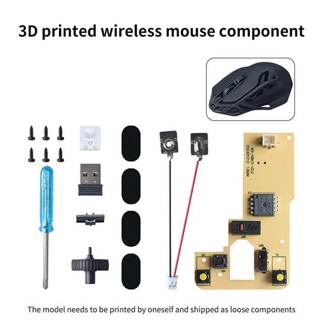 WIRELESS MOUSE PRINTABLE Model Component Office Gaming Ergonomic for 3D ...