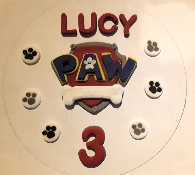PAW PATROL CAKE TOPPER SET - LOGO - NAME AGE & PAW PRINTS or SHEILD SET ...