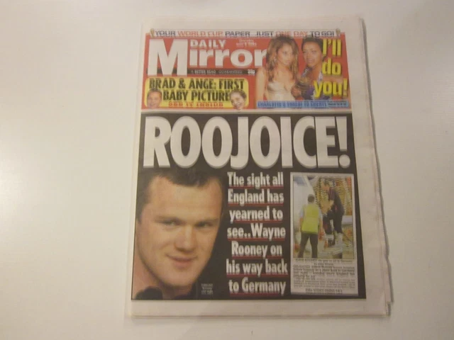 JUNE 8TH 2006, DAILY MIRROR, Wayne Rooney, Sinitta, Petra Nencova ...