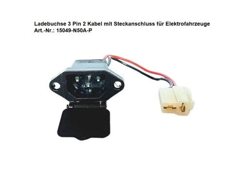 LADEBUCHSE LADEKABEL LADEGERÄT Anschluss Stecker 3 Pin 2 Kabel Charger ...