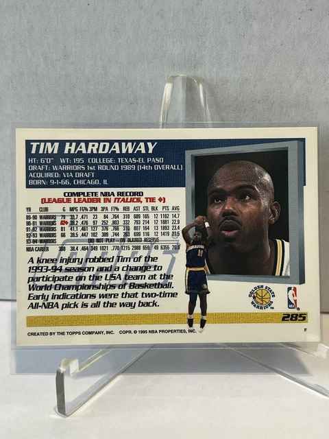 TIM HARDAWAY 1995 Topps carte NBA #285 Golden State Warriors Miami Heat ...