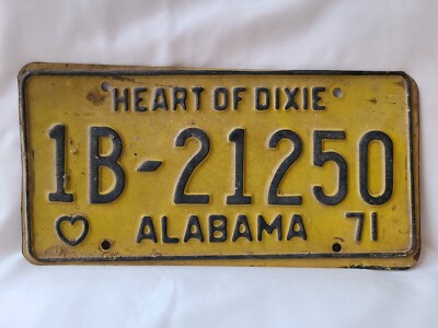 VINTAGE 1970 ALABAMA Heart of Dixie License Plate 12222 $33.95 ...