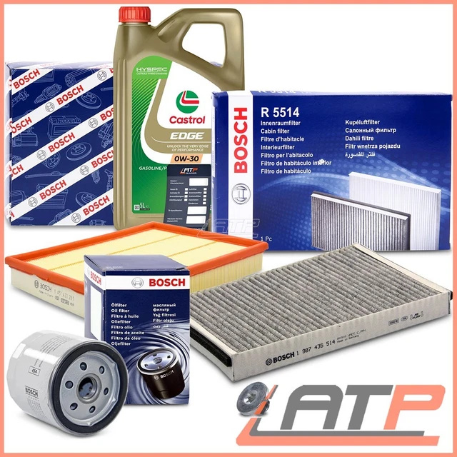 BOSCH SERVICE KIT A Oil+Air+Pollen Filter+5L 0W-30 Castrol For Vauxhall ...