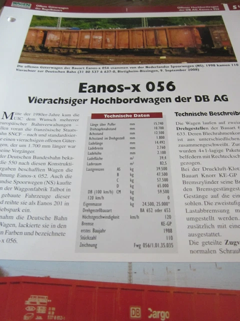 EISENBAHNWAGEN MIT RISSZEICHNUNG 5.1 Eanos-X 059 N4 achs Neubauwagen DBAG EUR 4,63 - PicClick DE