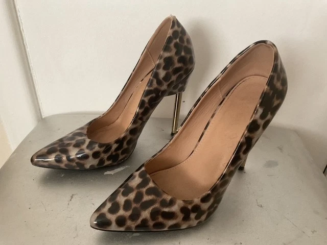 PATENT LEOPARD PRINT Pointed Toe Stiletto Heels, Size 3 £5.43 - PicClick UK