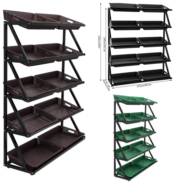 MARKET RETAIL DISPLAY Rack Shelf Merchandiser Fruit Vegetable Snack ...