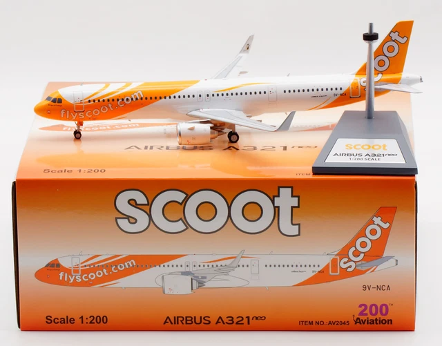 AVIATION1:200 SCOOT AIRLINES Airbus A321NEO Diecast Aircraft Jet Model ...