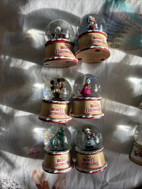 DISNEY STORE MICKEYS Christmas Carol Mini Snow Globes Full Set Of 6 £50 ...