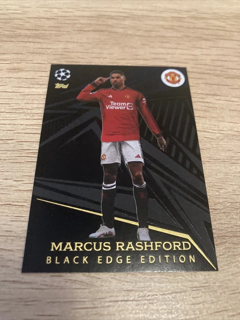 TOPPS MATCH ATTAX 2023/24 2024 Black Edge Edition Marcus Rashford Card ...