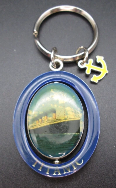 R.M.S. &TITANIC& WHITE Star Line Anchor Oval Spinning Key Ring Chain ...