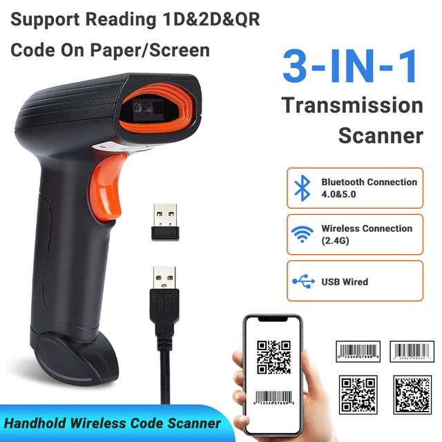 HANDHOLD WIRELESS CODE Scanner Bluetooth USB QR Code Reader for Store ...