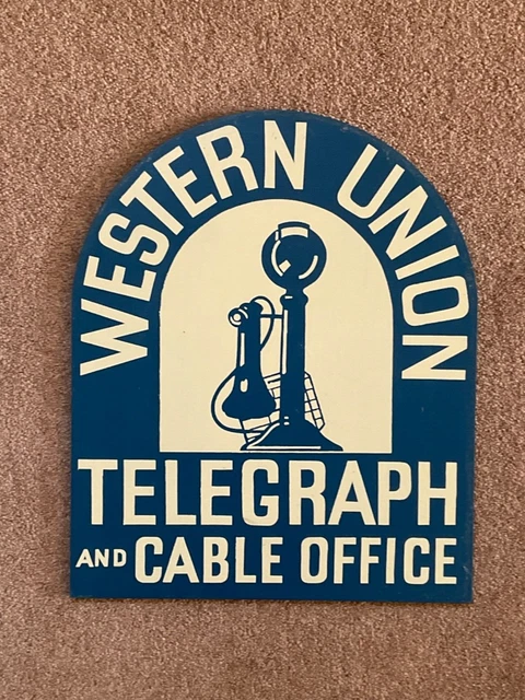 VINTAGE STYLE WESTERN Union Telegraph & Cable Office Sign Vintage Phone ...