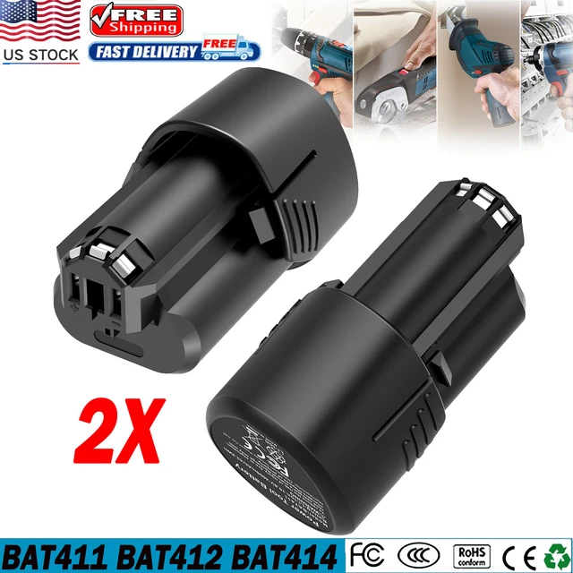 2X 12V 4.0AH Lithium-ion Battery For Bosch BAT411 BAT412 BAT414 GSR GDR ...
