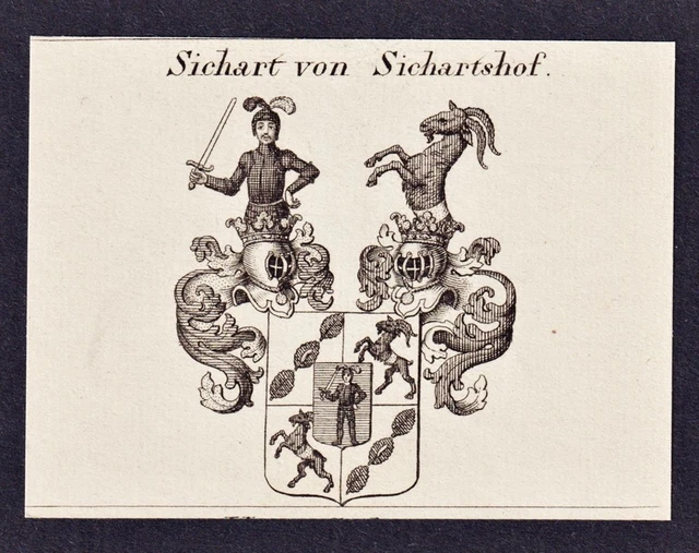 SICHART SICHARTSHOF STEMMA Araldica Genealogia Incisione In Rame 1820 ...