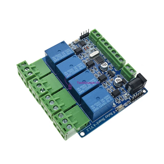 New 12v Modbus Rtu 4 Way Relay Module Stm8s103 4 Road Input Rs485 Communication Eur 826 