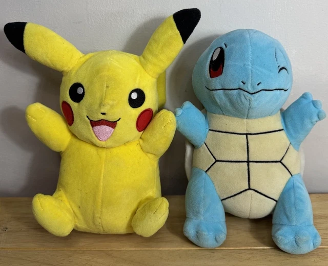 POKEMON PIKACHU & Squirtle 8” Plush Soft Toy Bundle Nintendo Game Freak ...